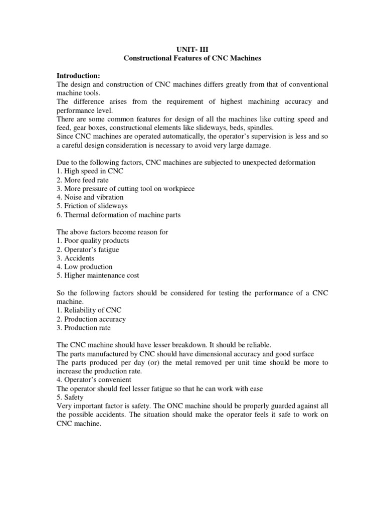 Unit-Iii Constructional Features of CNC Machines | PDF | Numerical ...