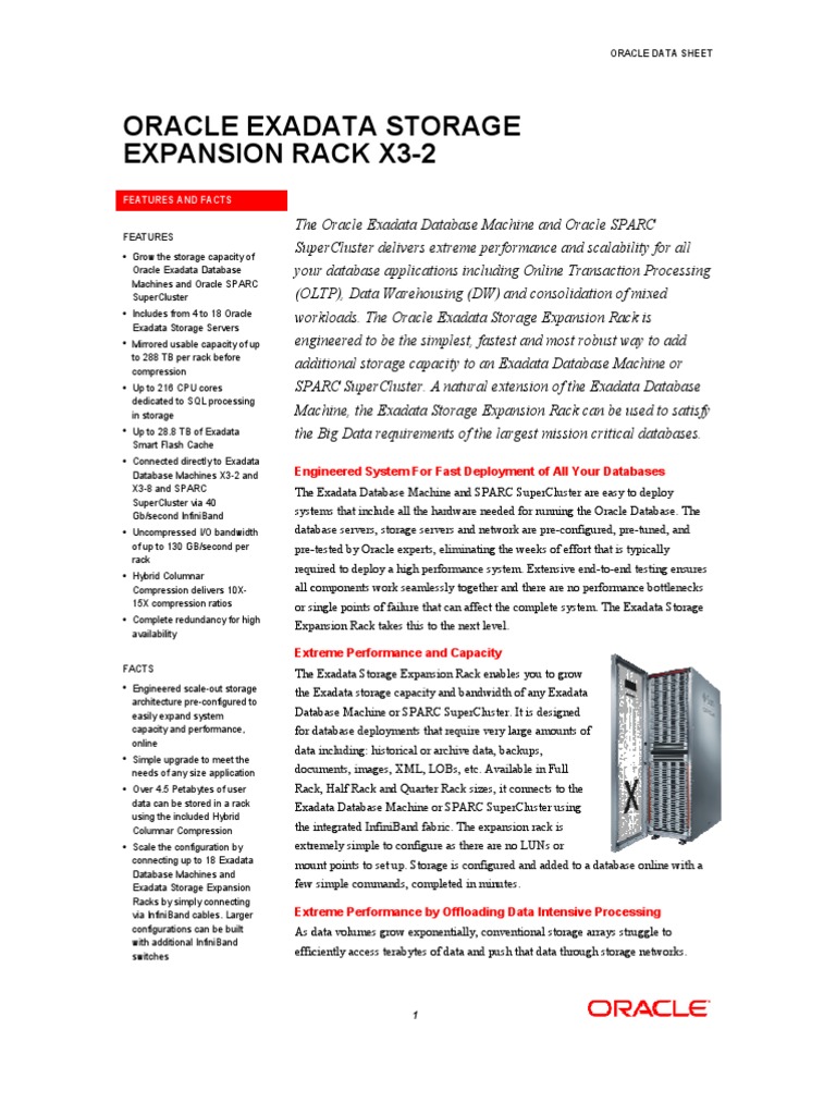 Exadata Storage Exp Rack x3 2 Ds 1855390 | PDF | Backup | Computer Data Storage