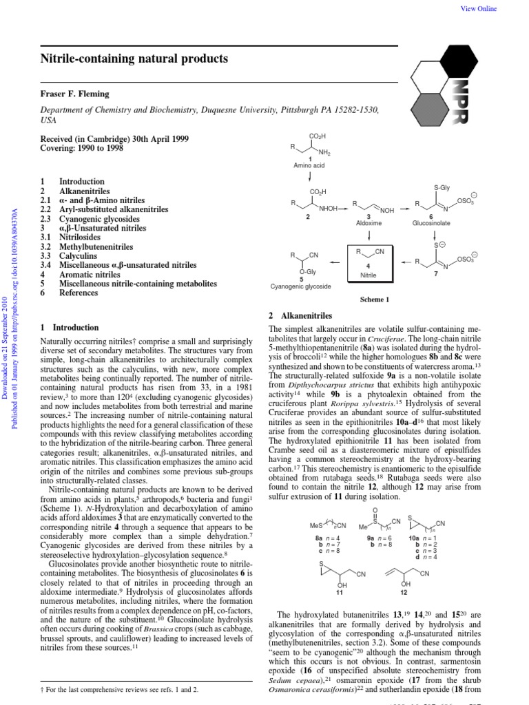 Nitrile Containing Natural Products | PDF | Cyanide | Natural Products