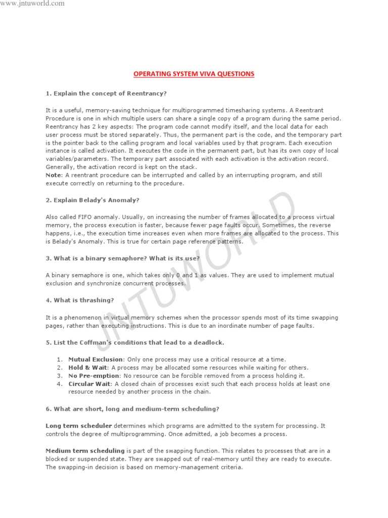 Operating System Viva Questions | PDF | Process (Computing) | Scheduling (Computing)