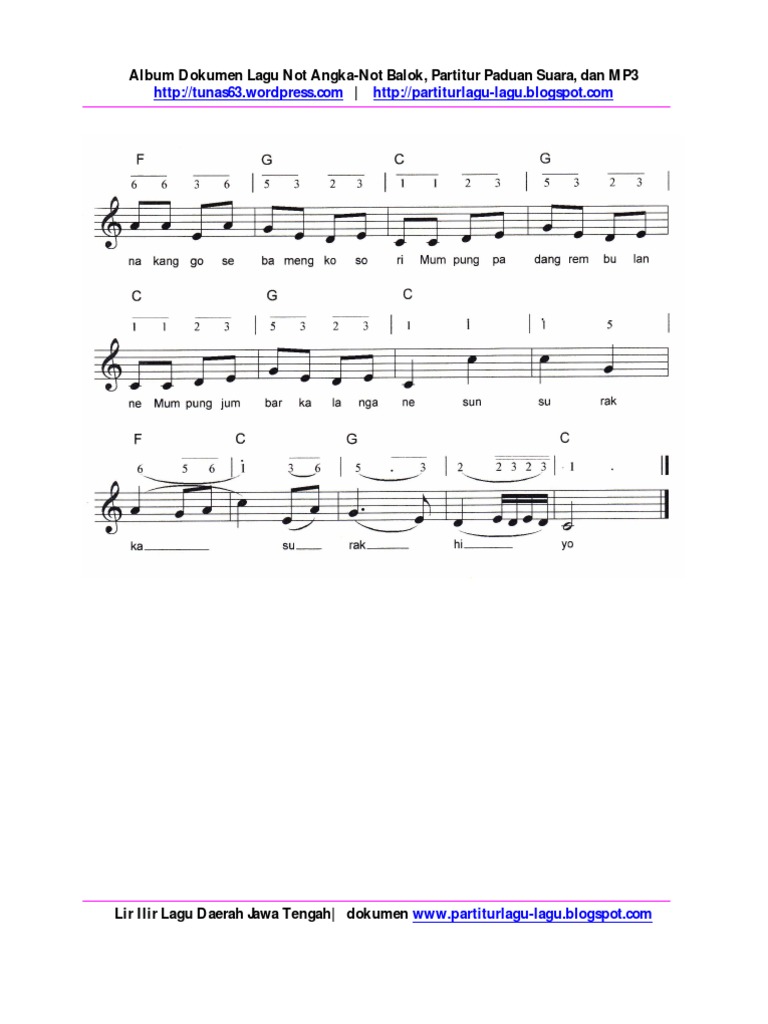 Lir Ilir NA NB Partitur Lagu | PDF