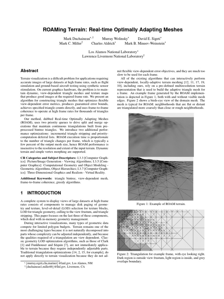 Roaming Terrain: Real-Time Optimally Adapting Meshes | PDF | Computer ...