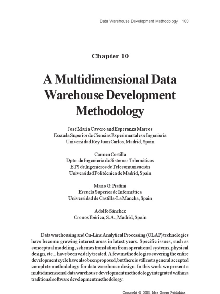 A Multidimensional Data Warehouse Development Methodology | PDF ...