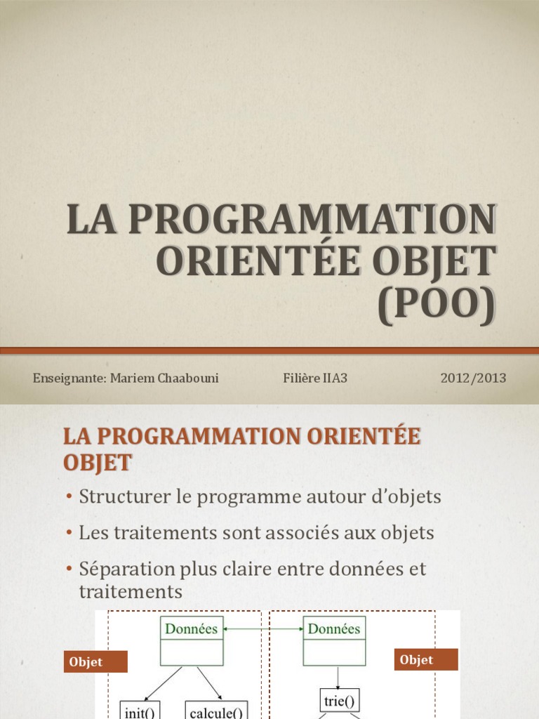 Cours 1 | PDF | Classe (informatique) | Programmation orientée objet