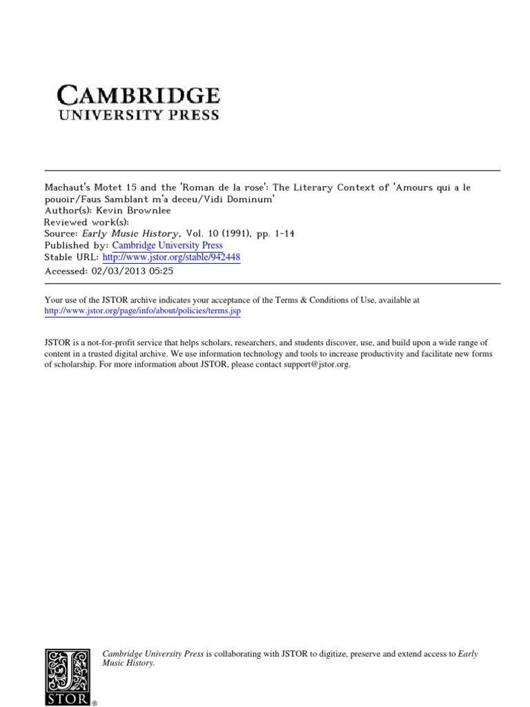 Machaut's Motet 15: Literary Analysis | PDF | Truth | Dialogue