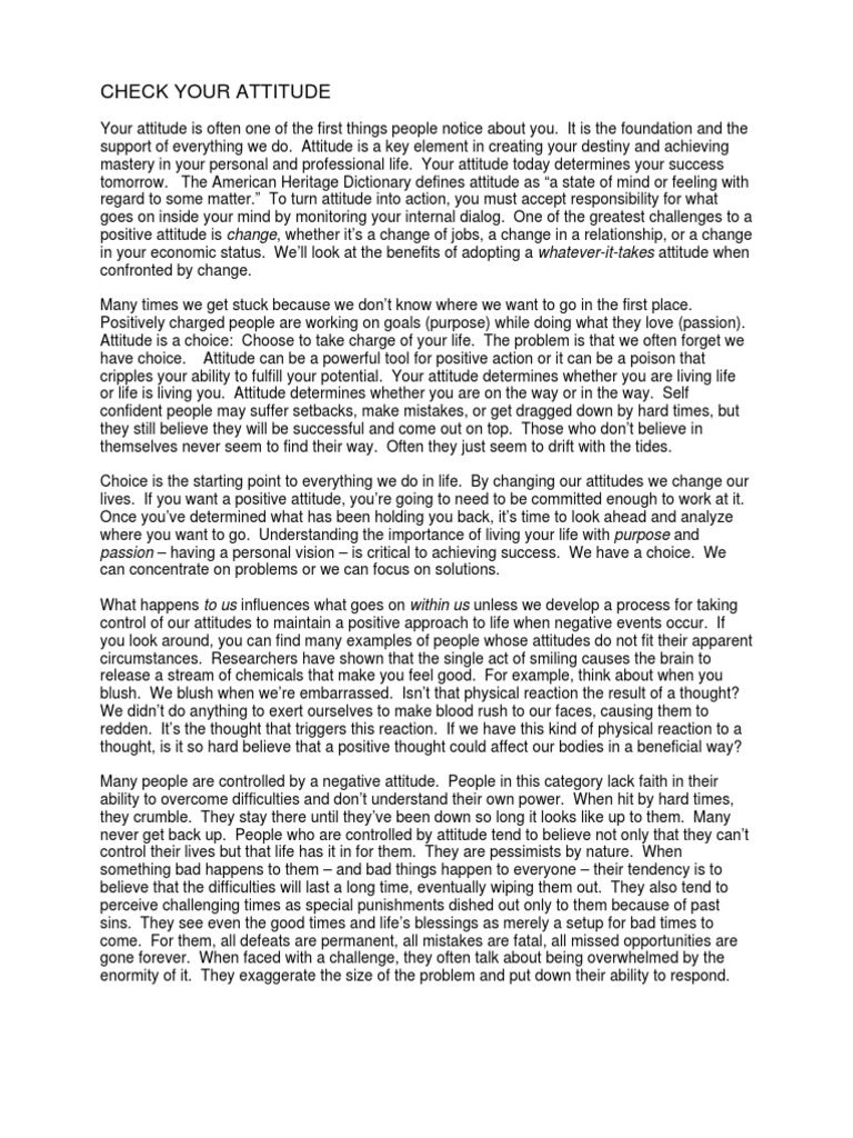 Check Your Attitude | PDF | Anger | Self Awareness