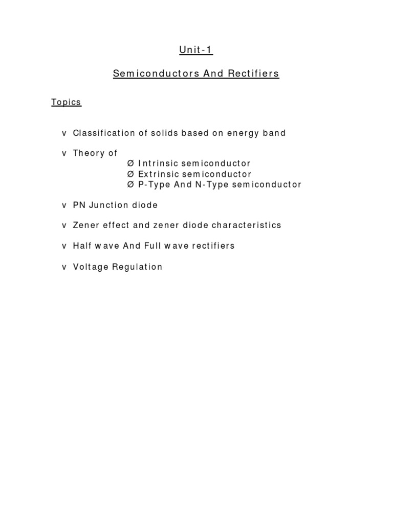 Unit-1 Semiconductors and Rectifiers: Topics | PDF | P–N Junction | Rectifier