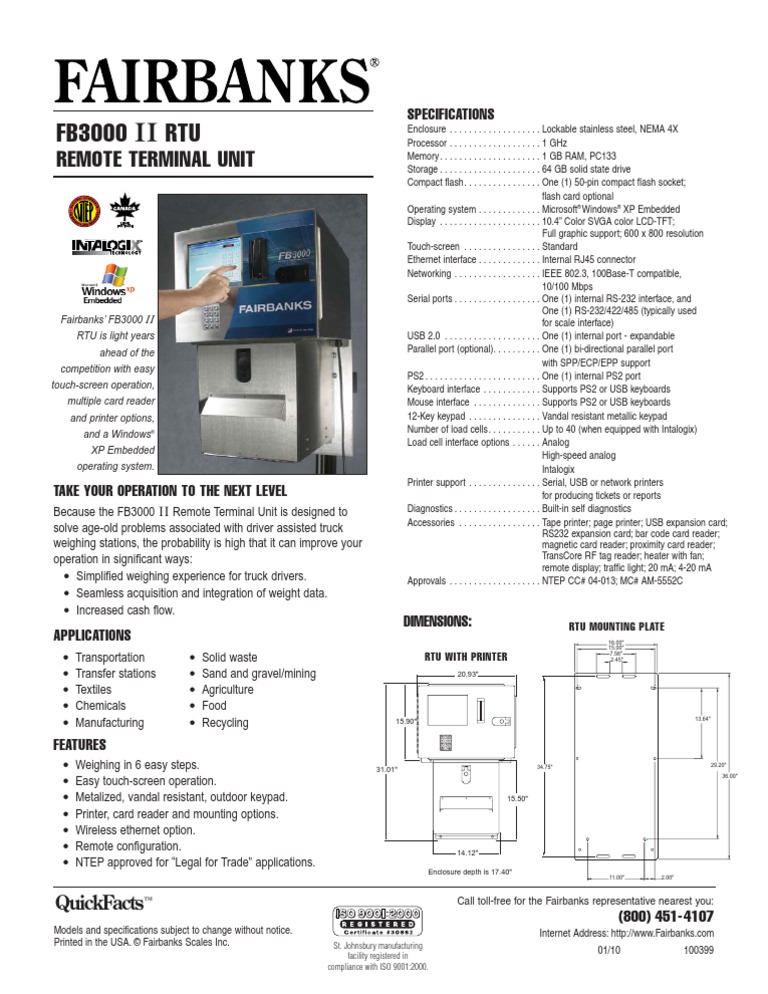 100399spec FB3000 Remote Terminal Unit | Download Free PDF | Electrical ...