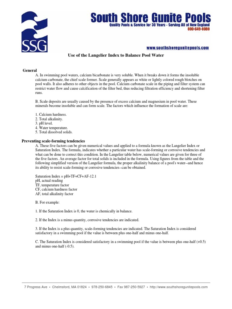 Langelier Index | Chemical Substances | Chemistry