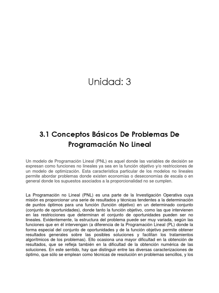 Introducción a la Programación No Lineal | PDF | Programacion no lineal ...