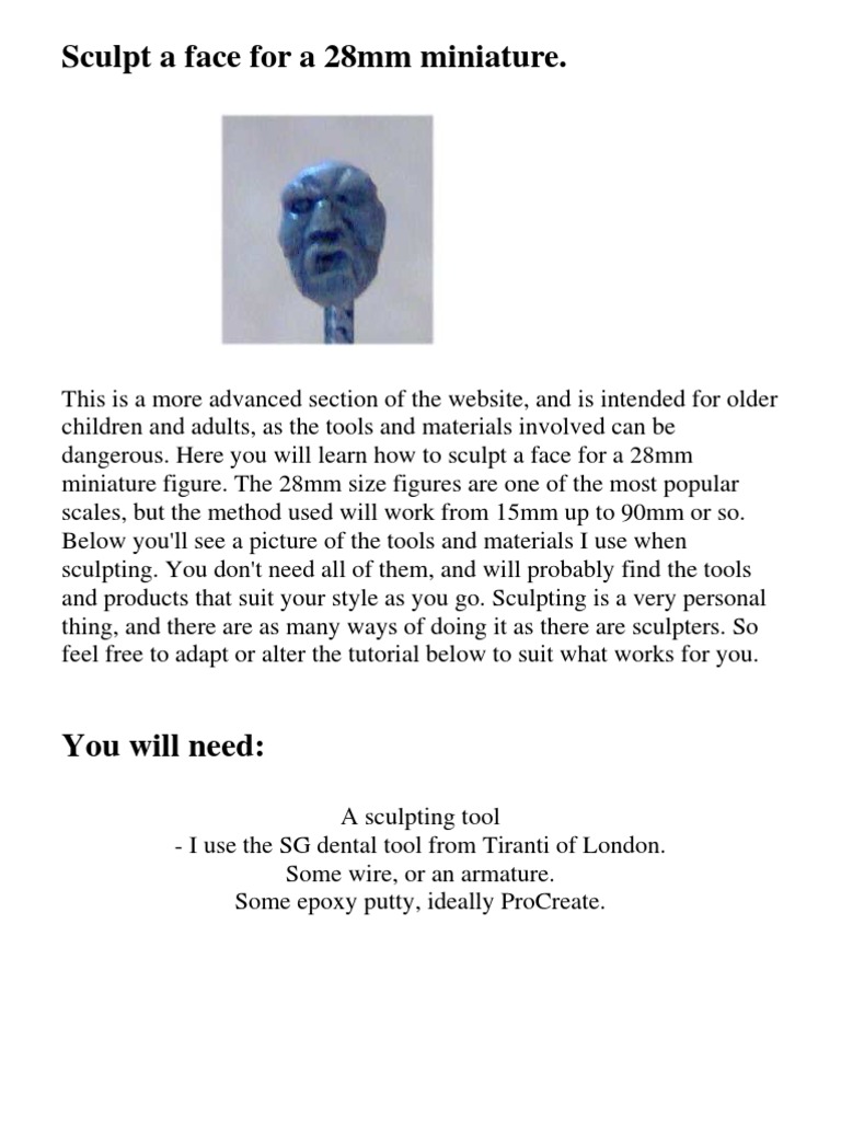 Sculpting Faces For 28mm Minis | PDF | Mouth | Human Anatomy