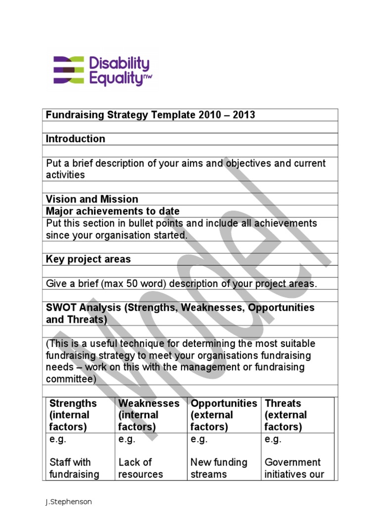 Fundraising Strategy Template 2010-2013 | PDF | Fundraising | Strategic ...