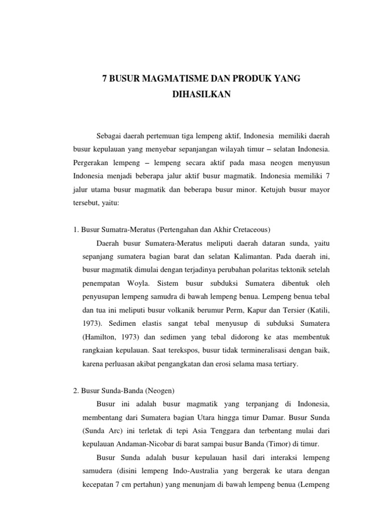 7 Busur Magmatisme Dan Produk Yang Dihasilkan | PDF