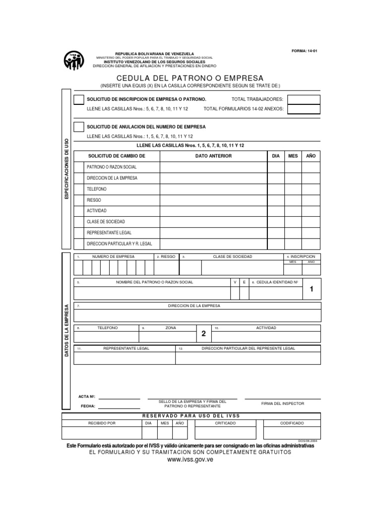 Forma 14-01 | PDF | Negocios | Finanzas y dinero