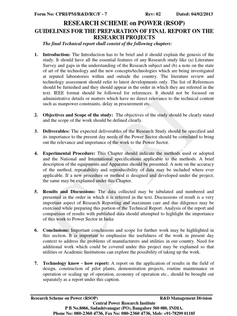 Format No 7 RSOP Final Report | PDF | Science And Technology | Science