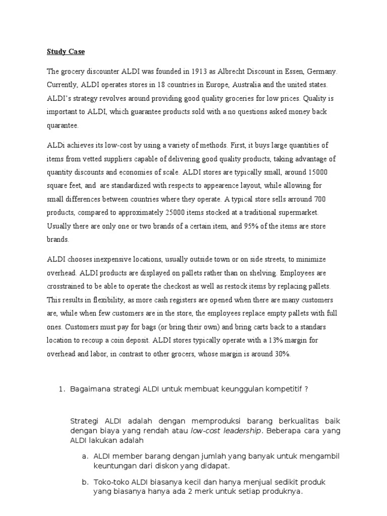 Case ALDI | PDF | Grocery Store | Retailing