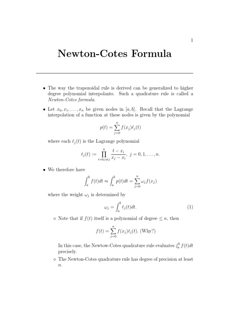 16 Newton Cotes Quadrature | PDF | Computational Science | Algorithms