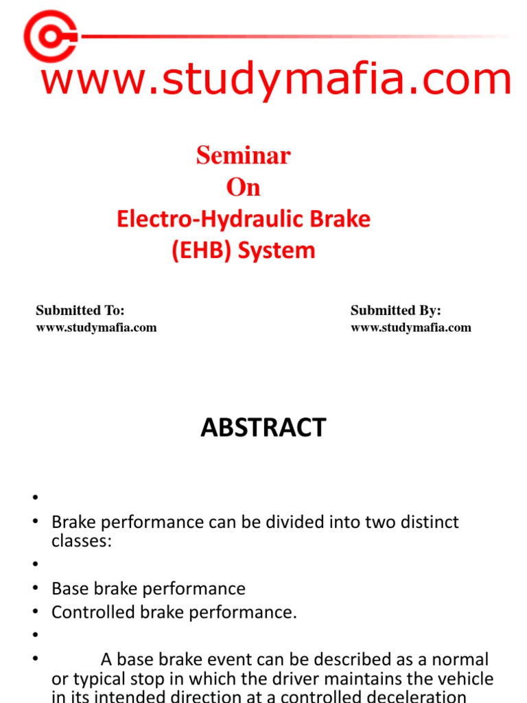Electro-Hydraulic Brake System Overview | PDF | Brake | Electrical ...