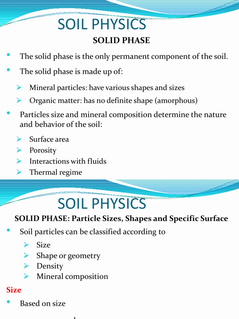 Soil Physics: Solid Phase Analysis | PDF | Soil | Physical Sciences