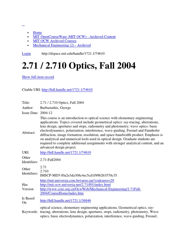 MIT Libraries Home | PDF | Massachusetts Institute Of Technology | Optics