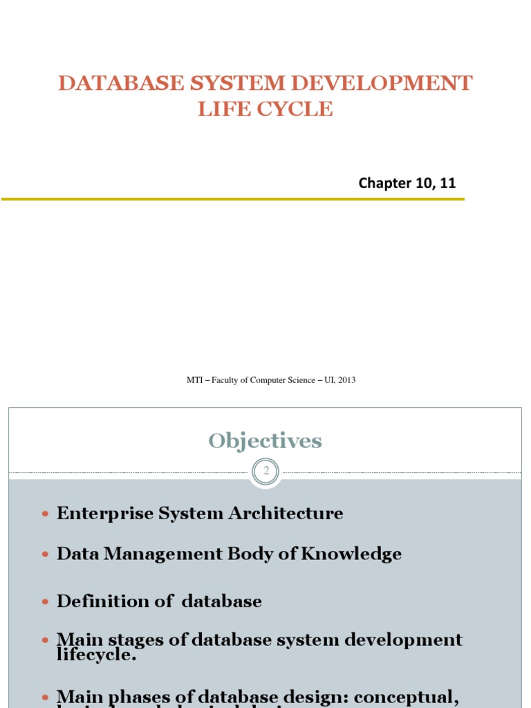 Database System Development Life Cycle: Chapter 10, 11 | PDF | Data ...