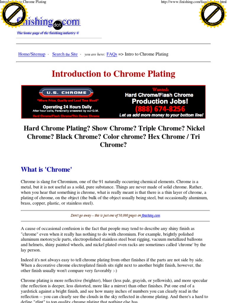 Overview of Chrome Plating Types | PDF | Chromium | Metals