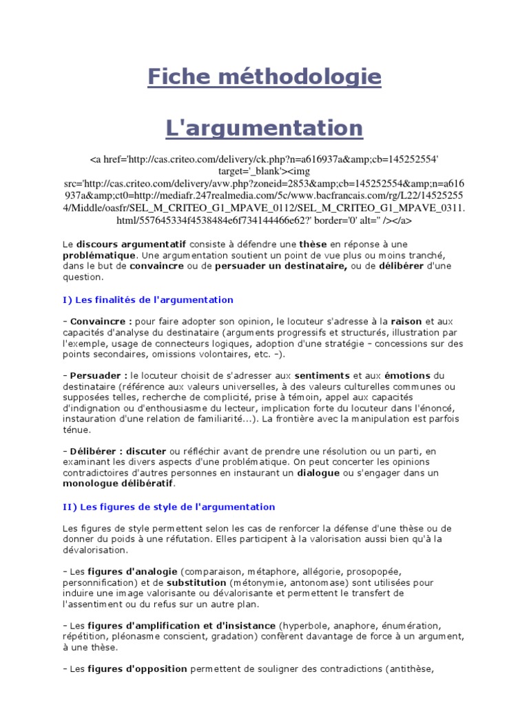 Fiche Méthodologie | PDF | Argumentation | Anthropomorphisme
