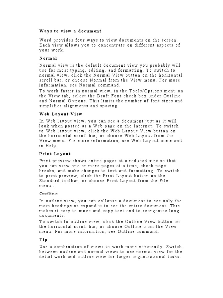 Ways To View A Document | PDF | Page Layout | Button (Computing)