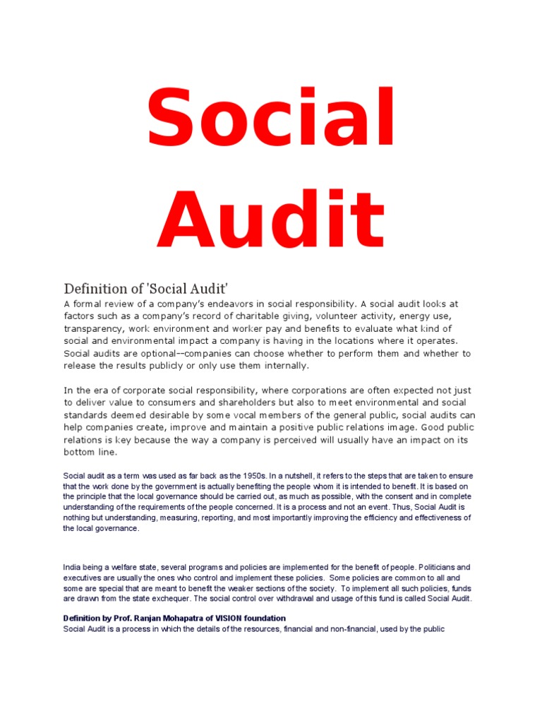 Social Audit | Audit | Corporate Social Responsibility