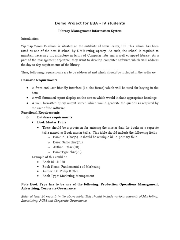 Demo Project For BBA | PDF | Library (Computing) | Databases
