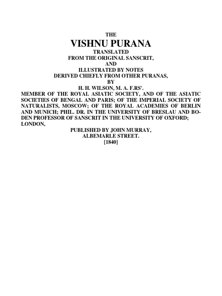 Vishnu Purana | PDF | Puranas | Vishnu