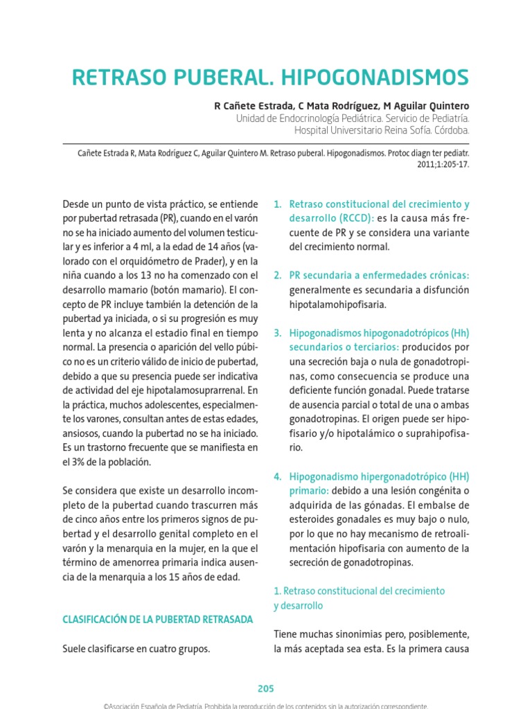 17 Retraso Puberal Hipogonadismos | PDF | Pubertad | Gonadotropina ...
