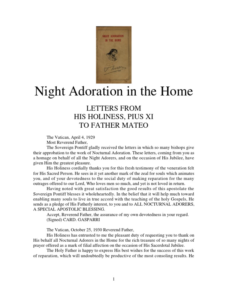 Night Adoration Adoration in The Home | PDF | Mary, Mother Of Jesus | Pope