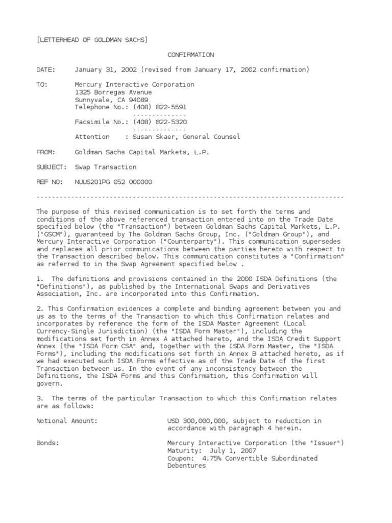 Example Confirmation | PDF | Bonds (Finance) | Securitization