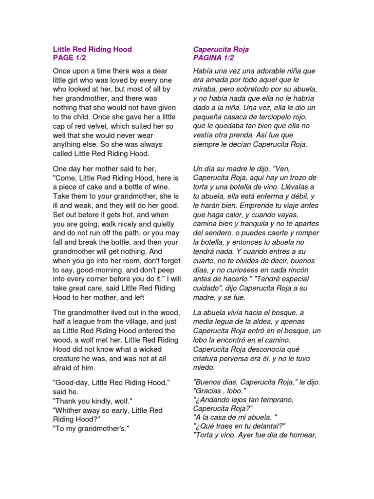 Caperucita en Ingles | PDF | Little Red Riding Hood