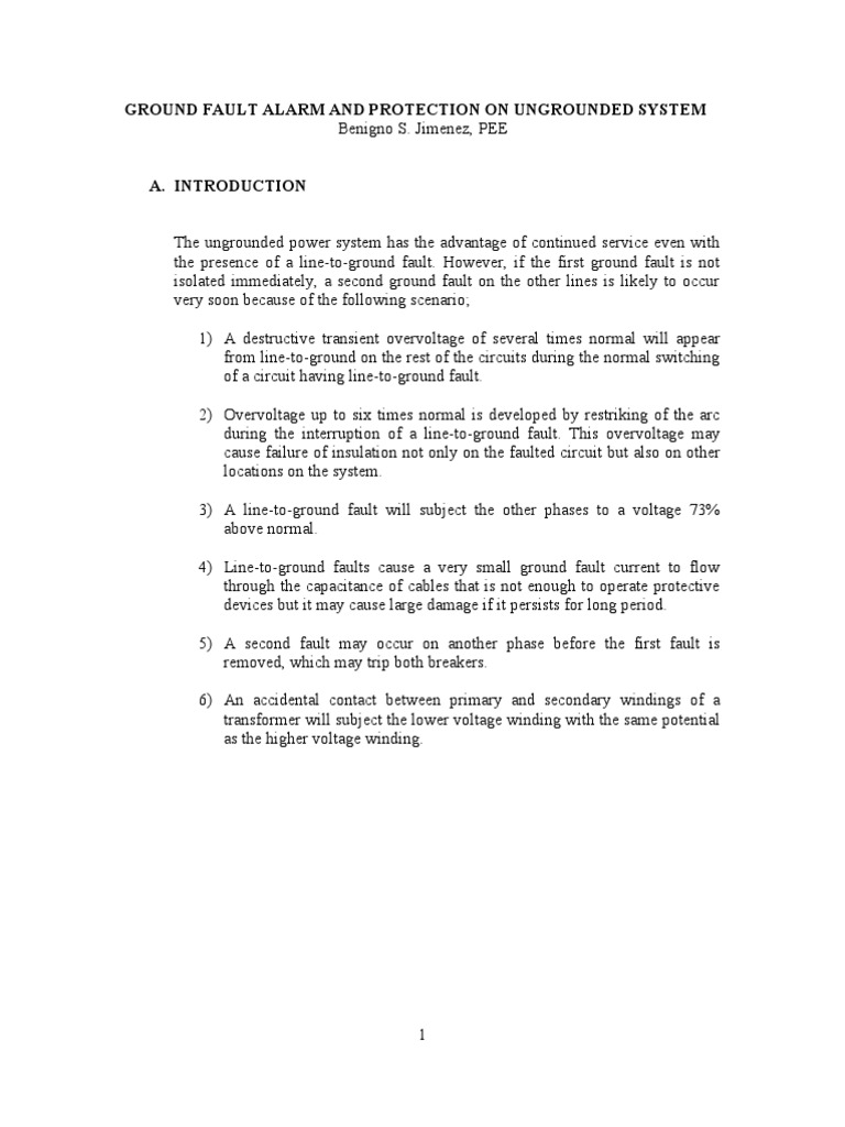 Ungrounded System Fault Protection | PDF