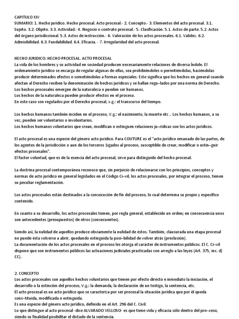 Elementos y Concepto de Actos Procesales | PDF | Ley procesal ...
