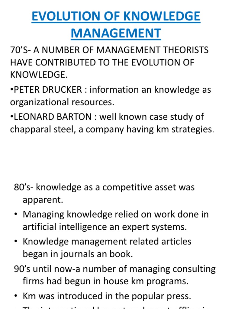 Evolution of Knowledge Management | PDF | Business | Art