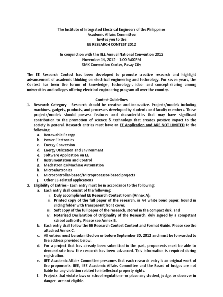 EEe Research Contest-Concept Paper PDF | PDF | Electrical Engineering ...