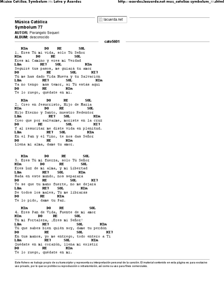 (Música Católica, Symbolum 77_ Letra y Acordes)