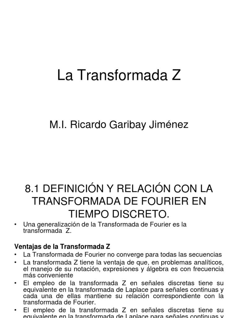 La Transformada Z | PDF | Transformada de Fourier | Análisis matemático