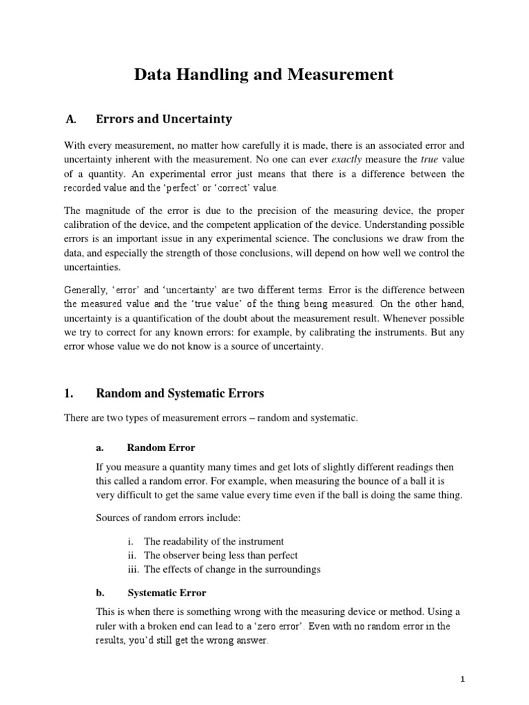 01 Data Handling & Measurement | PDF | Significant Figures ...