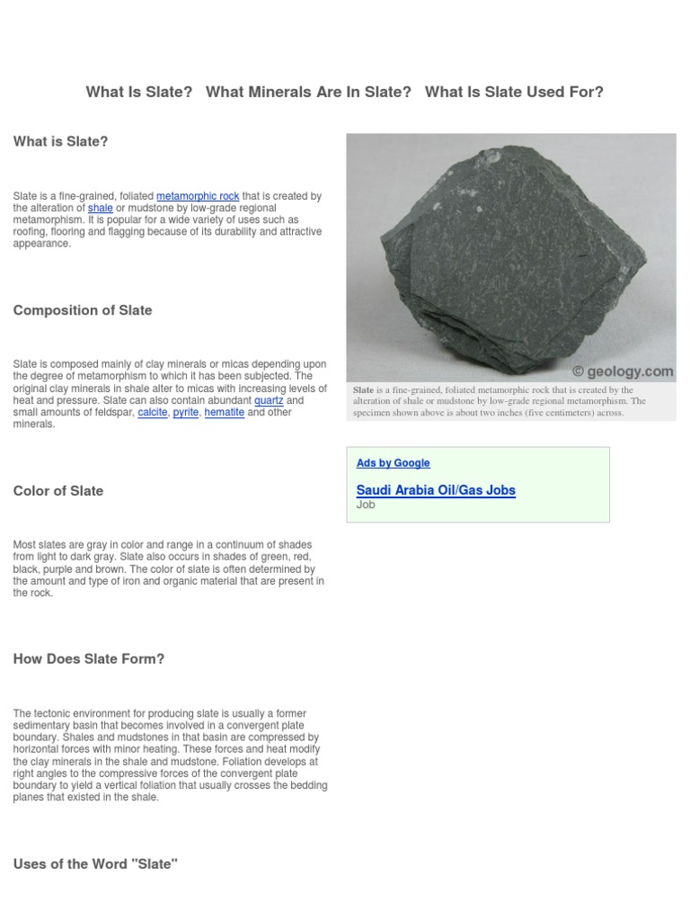 Slate Metamorphic Rocks