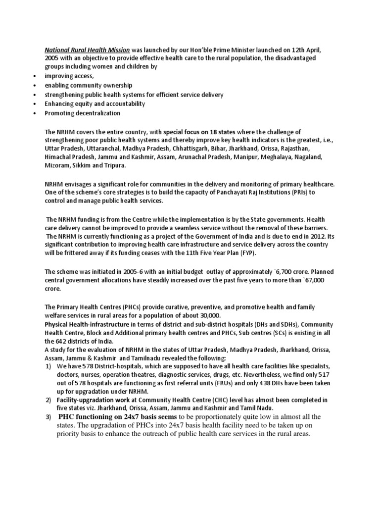 National Rural Health Mission | PDF | Health Care | Health Economics