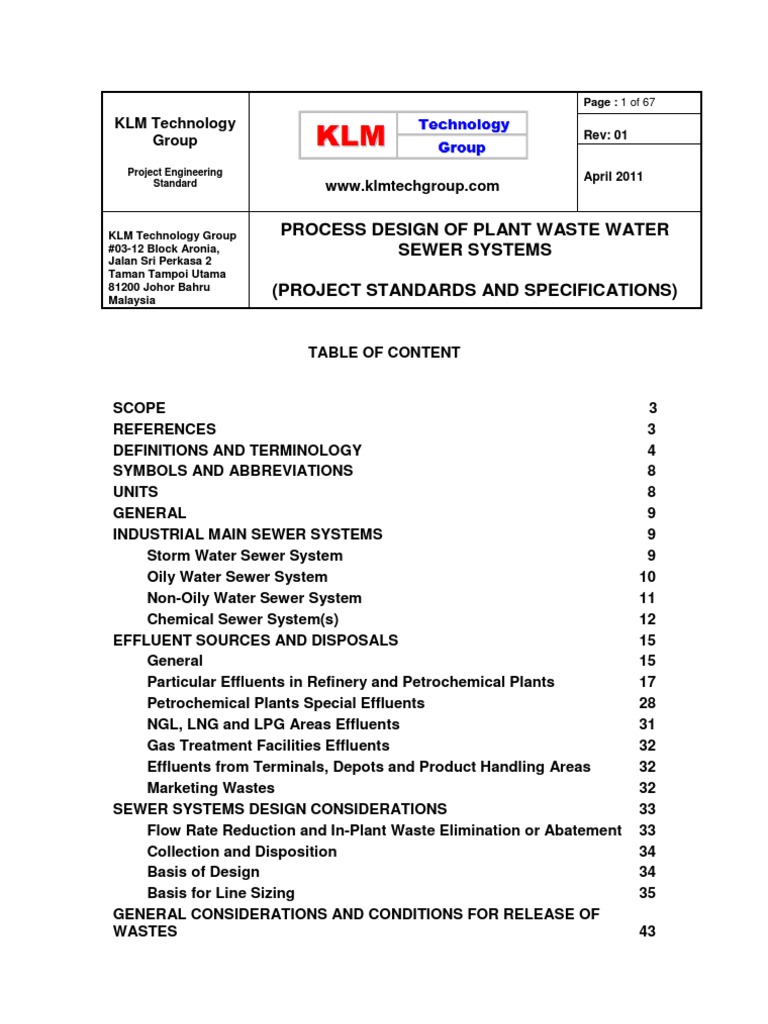 Waste Water Sewer System Design Standards | PDF | Sewage Treatment ...