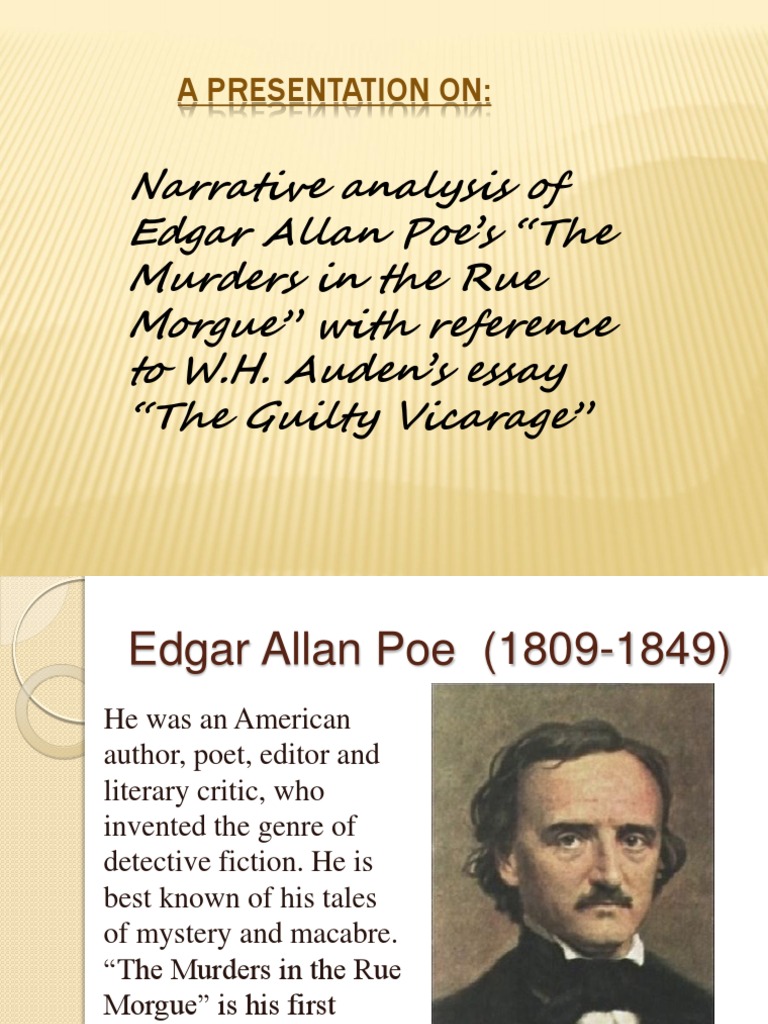 Narrative Analysis of Edgar Allan Poe's Stories | PDF | The Murders In ...