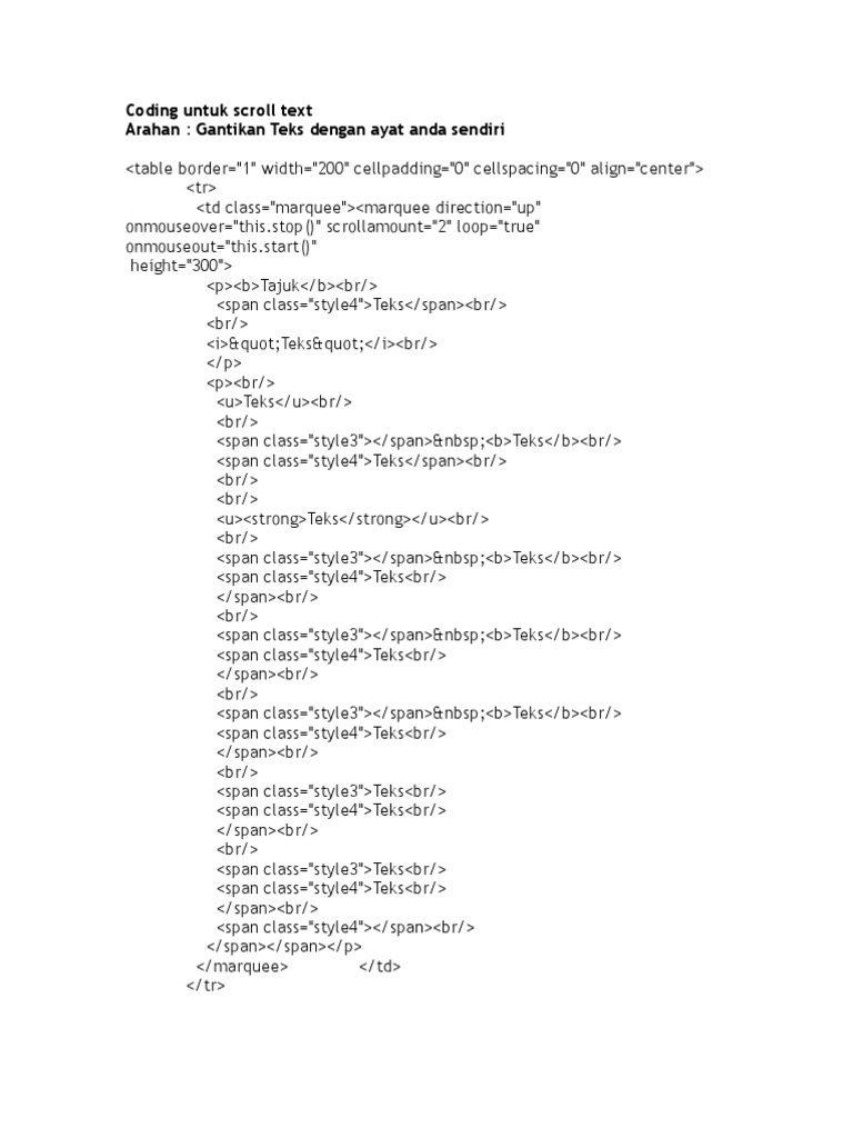 Koding Scroll Teks Marquee HTML | PDF | Computers