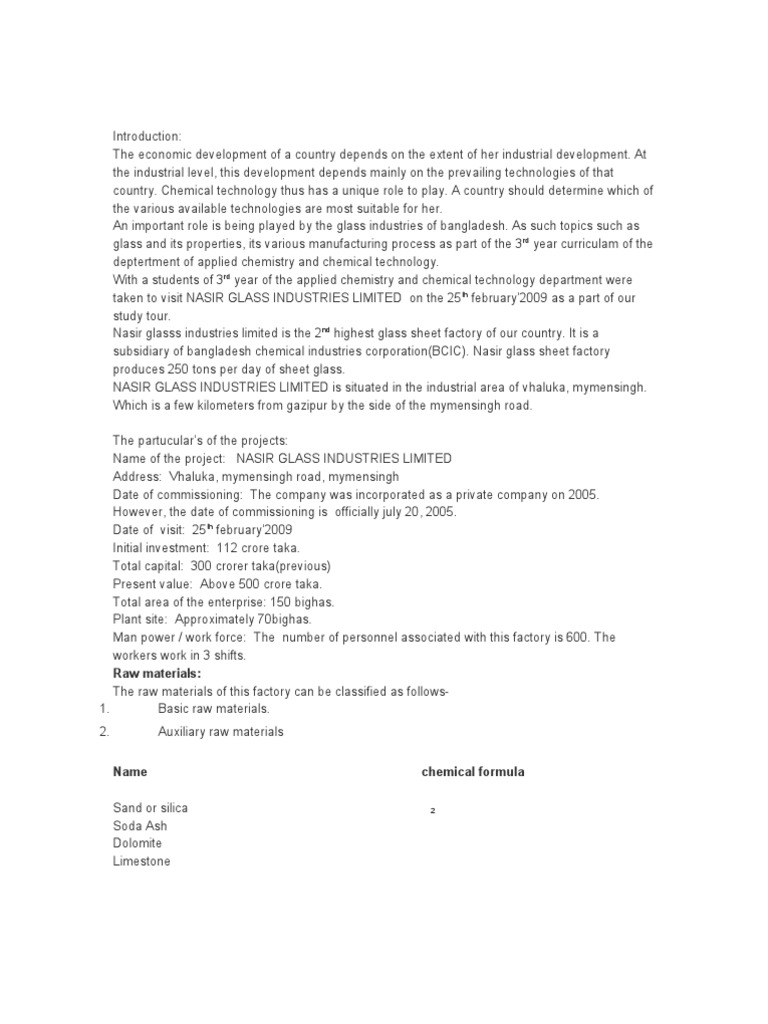 Overview of Nasir Glass Industries Ltd. | PDF | Glasses | Physical Sciences
