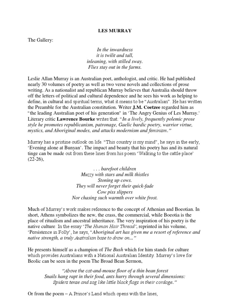 Les Murray | PDF | Poetry