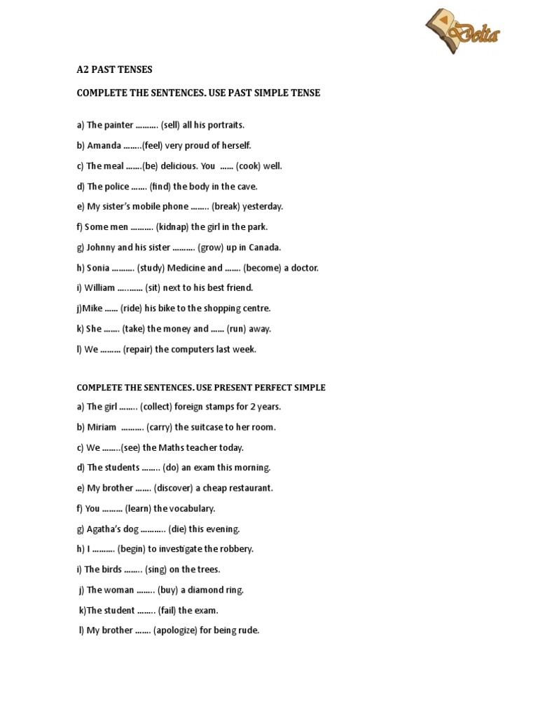 A2 Past Tenses | PDF